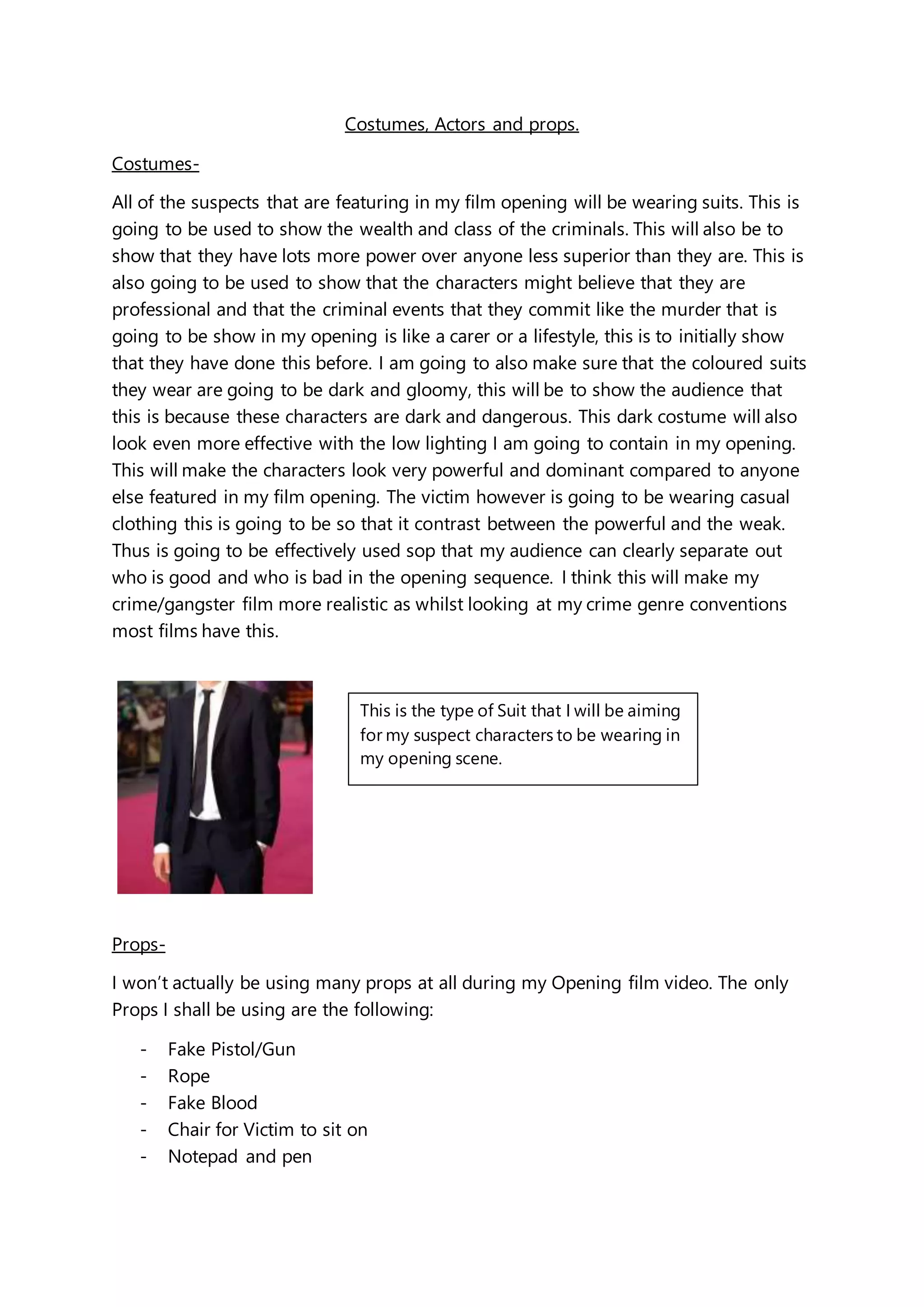 Costumes,props and actors | PDF