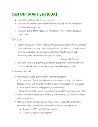 Cost utility analysis | DOCX