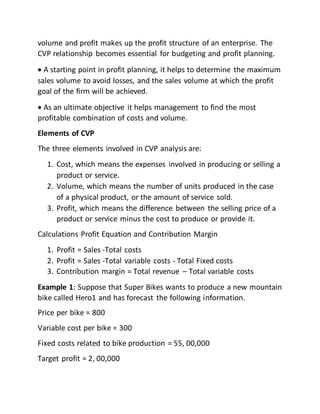 Cost volume and profit relationship | DOCX