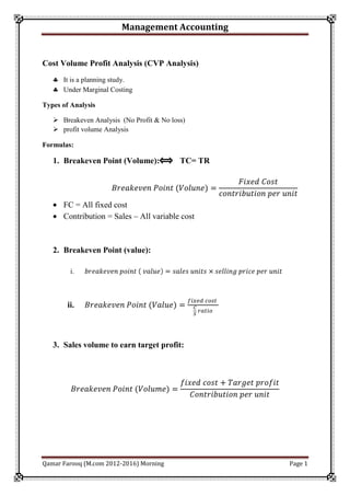 Cost volume profit analysis | DOCX | Business Accounting & Finance ...