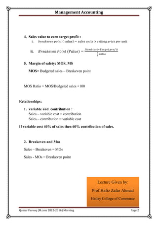Cost volume profit analysis | DOCX | Business Accounting & Finance ...