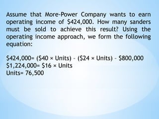 Cost Volume Profit Analysis MSc Project Management Module | PPTX