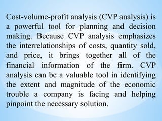 Cost Volume Profit Analysis MSc Project Management Module | PPT