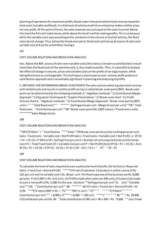 Cost volume relations and break even analysis | DOCX