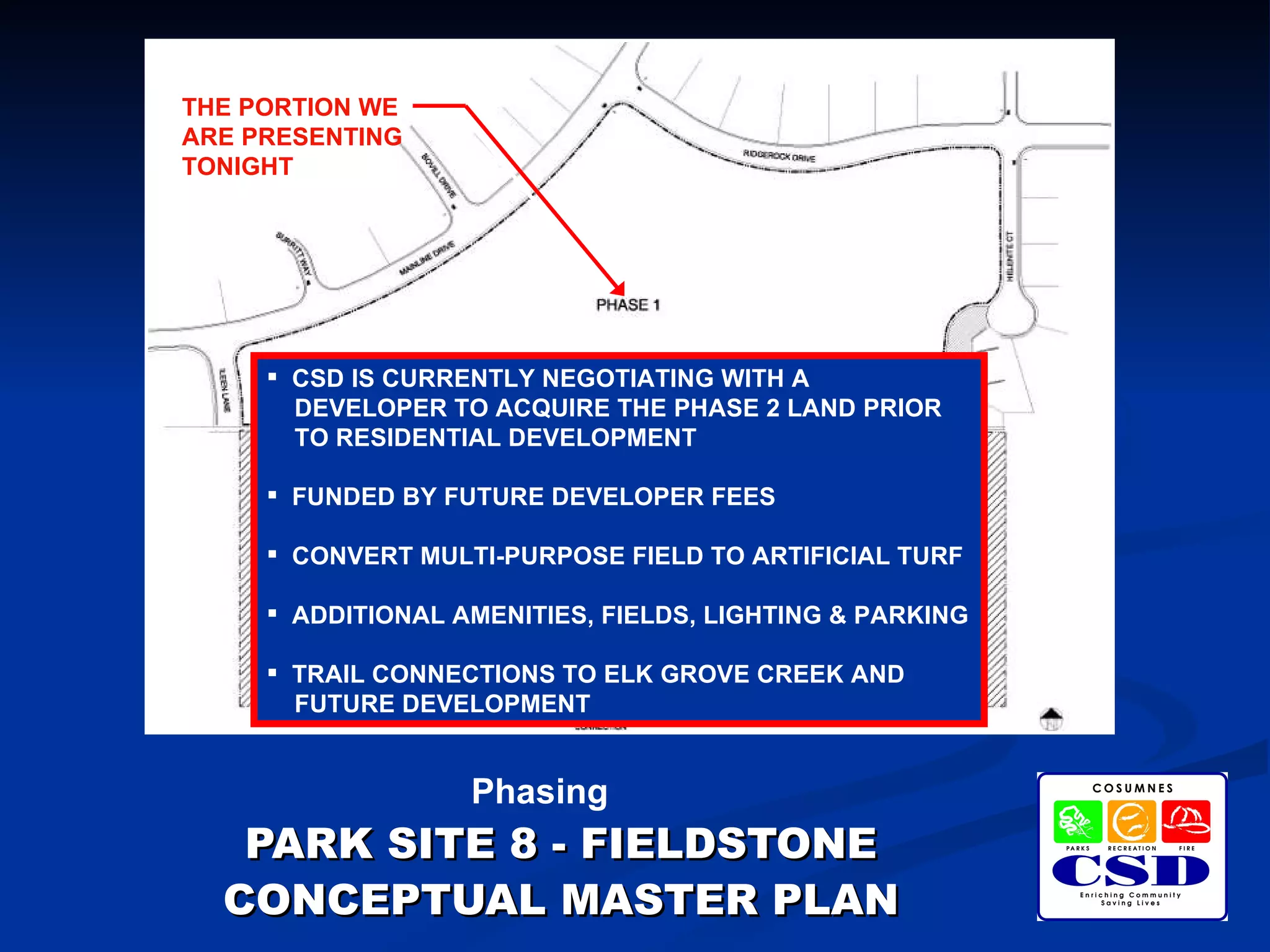 Cosumnes CSD - Fieldstone Park Conceptual Master Plan | PPT