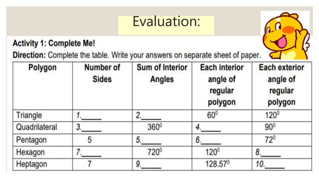 SOLVING PROBLEMS ON ANGLES AND SIDES OF POLYGON | PPTX | Science