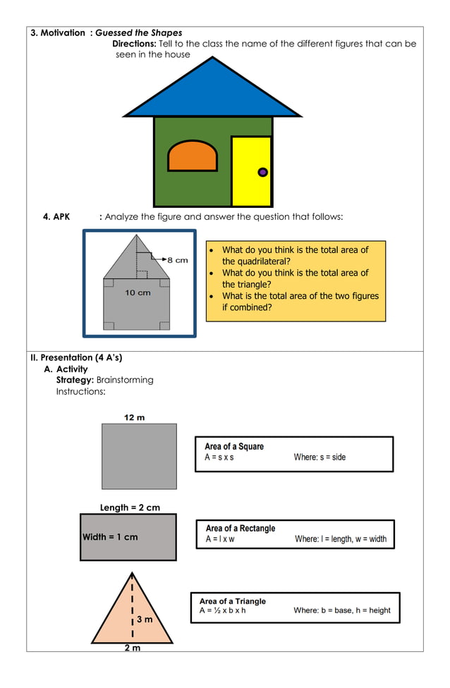 Sample Lesson Plan: Finding the Area of a Composite Figure | PDF