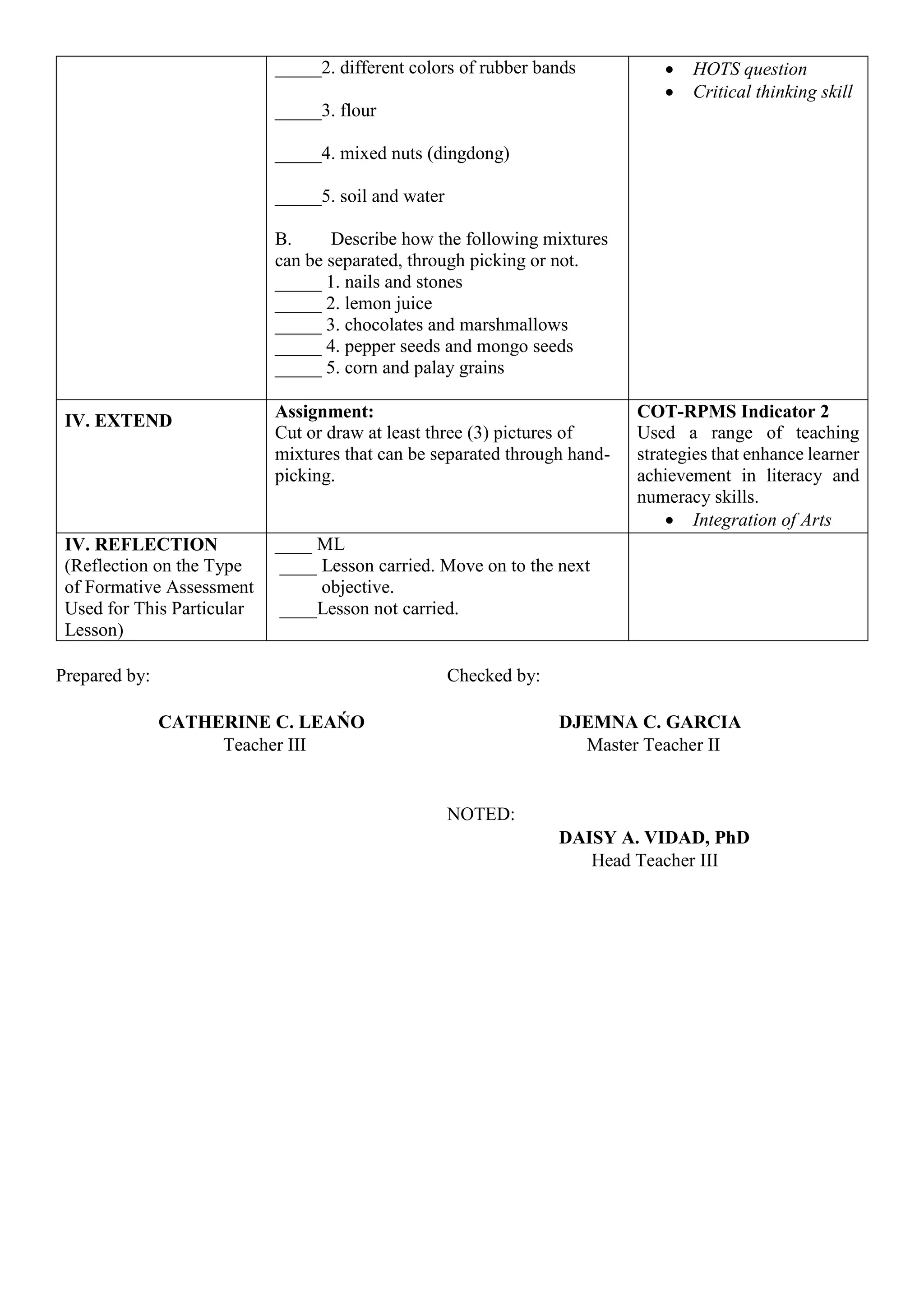 COT-SCIENCE6 QUARTER 1 SEPERATING MIXTURES THROUGH HAND PICKING by ...