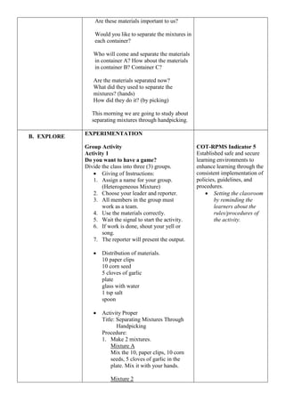 COT-SCIENCE6 QUARTER 1 SEPERATING MIXTURES THROUGH HAND PICKING by ...
