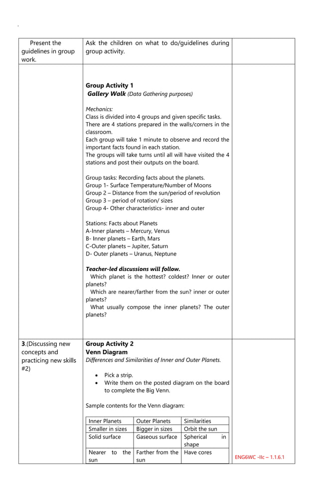 THE GRADE- 6 COT- SOLAR SYSTEM LESSON PLAN | DOCX