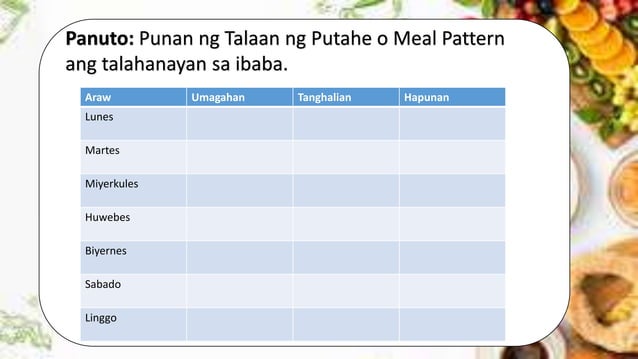 Pagpapalano ng masustansyang Pagkain | PPTX