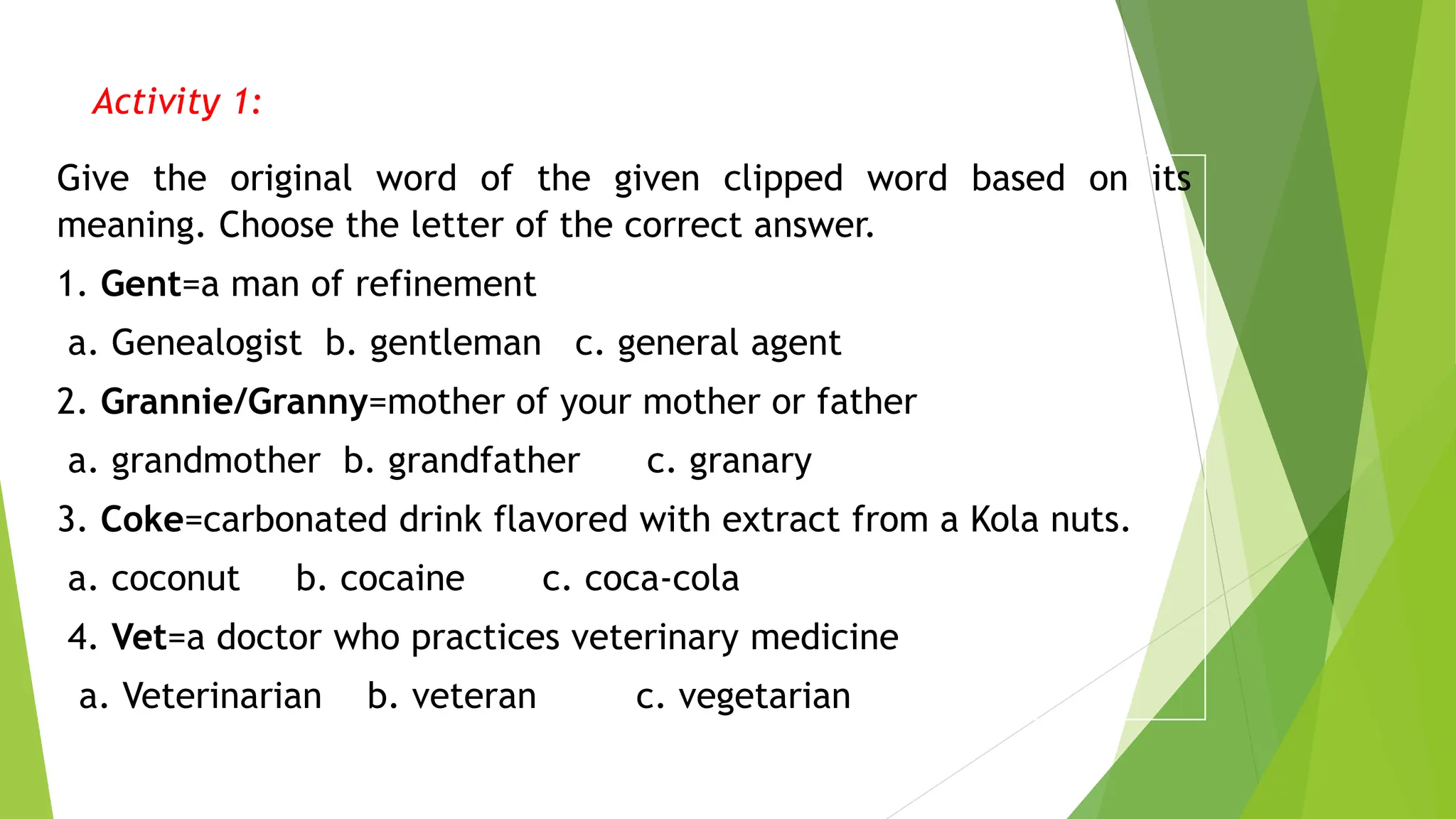 Powerpoint Presentation for clipped words | PPTX