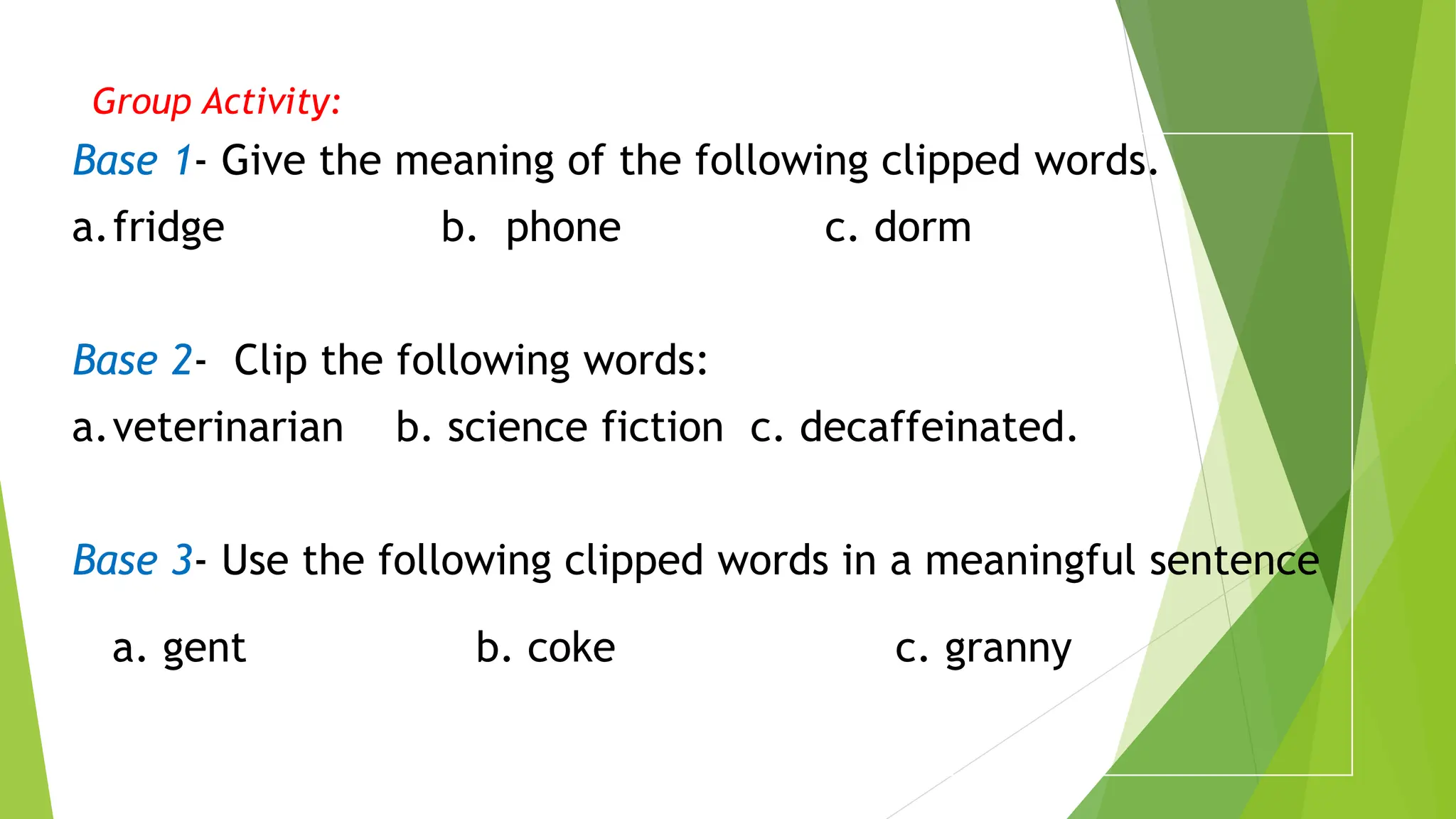 Powerpoint Presentation for clipped words | PPTX