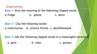 Powerpoint Presentation for clipped words | PPTX