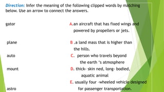Powerpoint Presentation for clipped words | PPTX