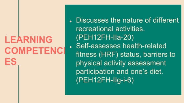 COT 1- HOPE 4 (Introduction to Recreation).pptx | Fitness and Exercise ...