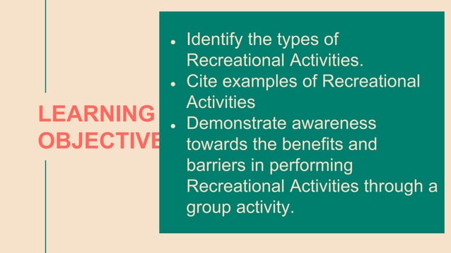 COT 1- HOPE 4 (Introduction to Recreation).pptx | Fitness and Exercise | Healthy Living