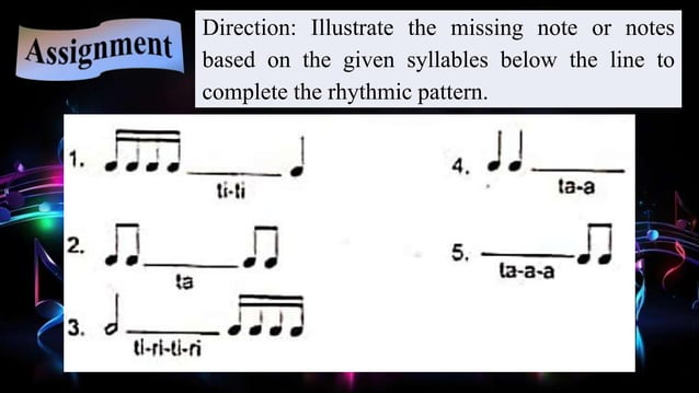 COT Music 6- Quarter 1-Rhythmic Pattern.ppt | Music | Entertainment