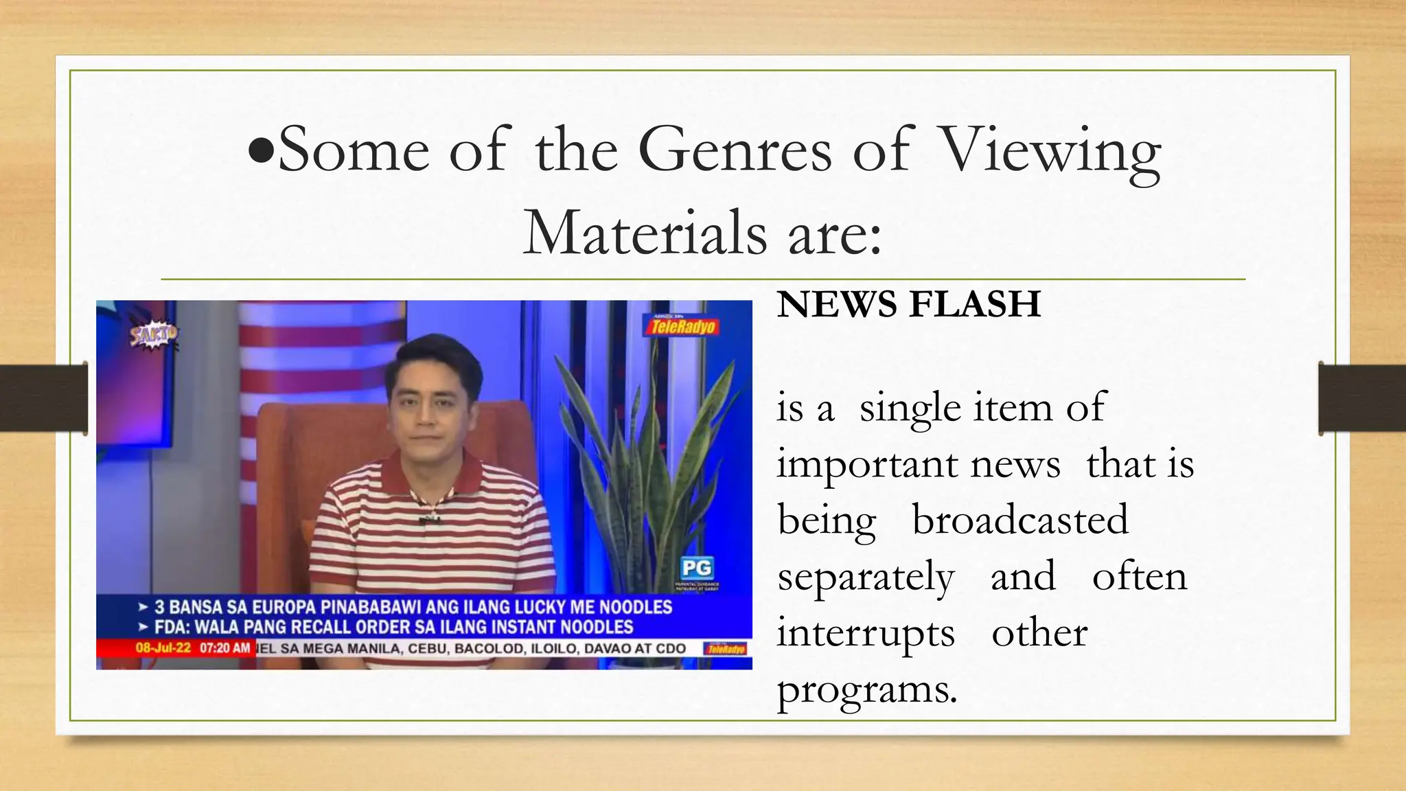 COT 1 GENRES OF VIEWING.pptx english 7 quarter 2 | PPTX