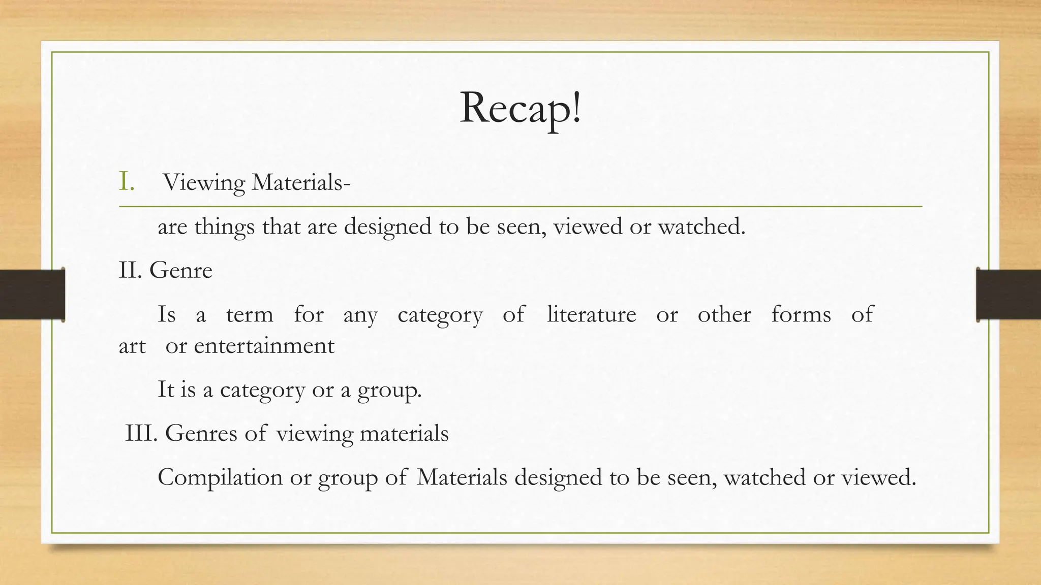 COT 1 GENRES OF VIEWING.pptx english 7 quarter 2 | PPTX