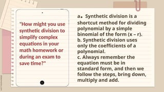 Cot 1 PPT Synthetic Division powerpoint math 10 | PPT