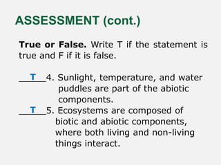 Components of an Ecosystem - Classroom Observation (flow) for 7th ...