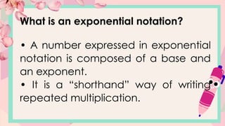 Exponential Notation 2024 2025 MATHEMATICS 6 repeated addition etc | PPT