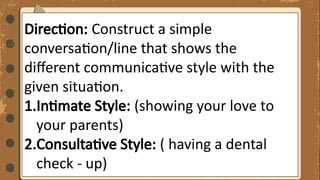 communicative style. English subject. g9 | PPTX