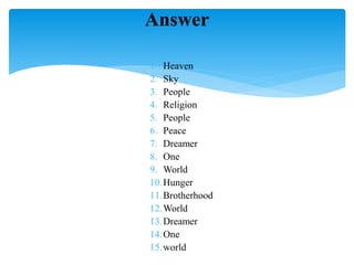 Imagine by John Lennon lesson | PPT