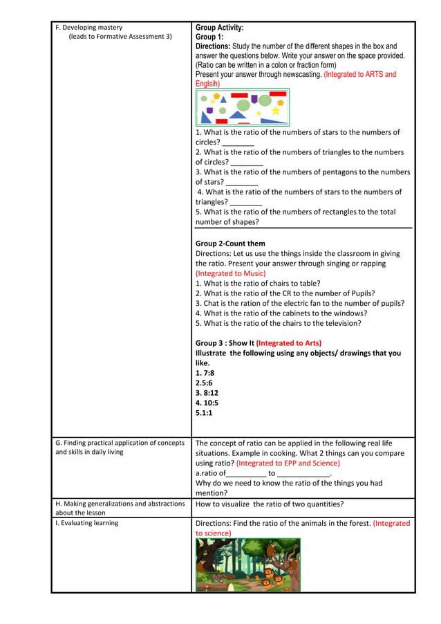 Visualizing the Ratio of Two Quantities. | DOCX | Educational ...