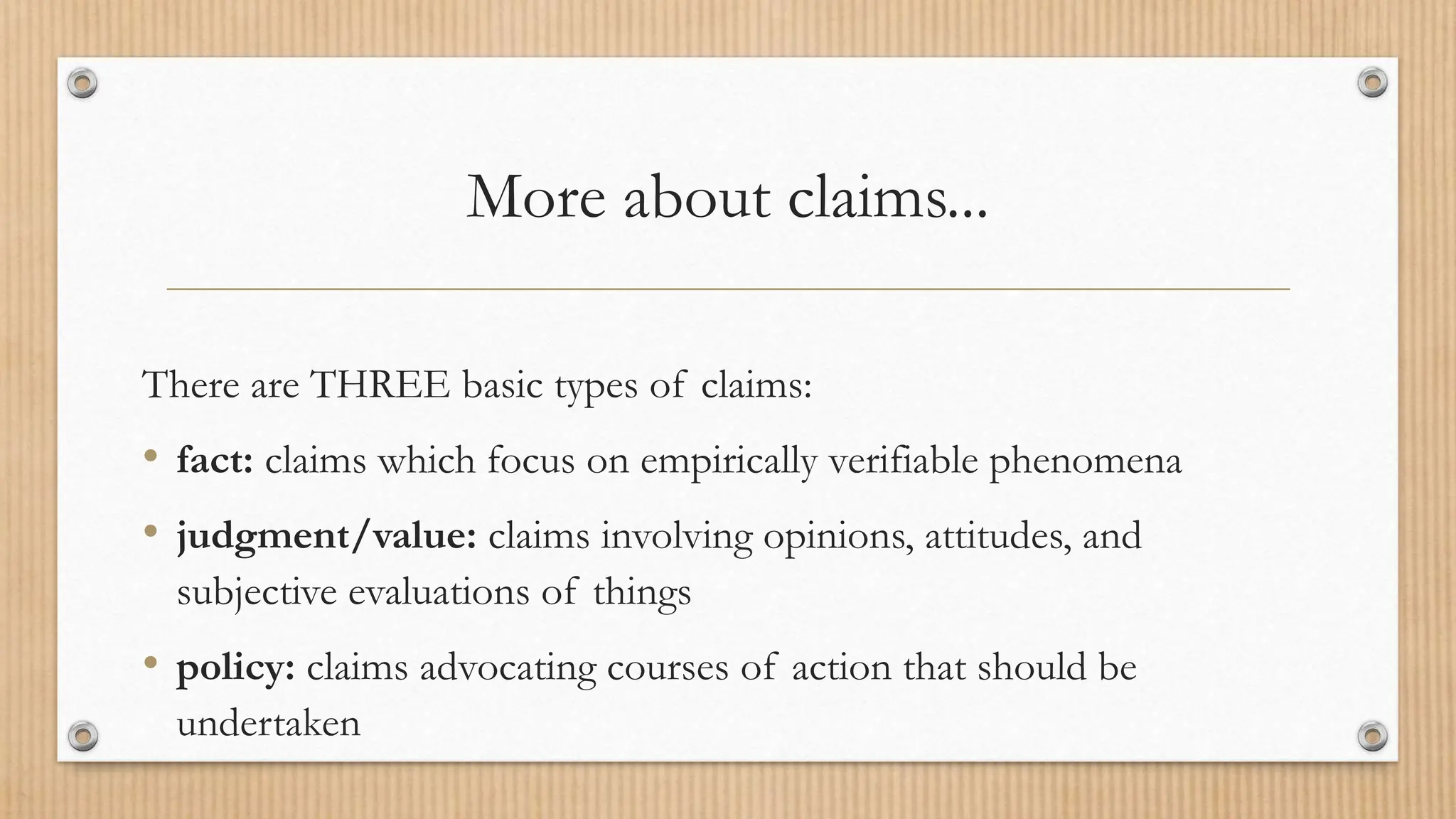 Three types of claims .................. | PPTX