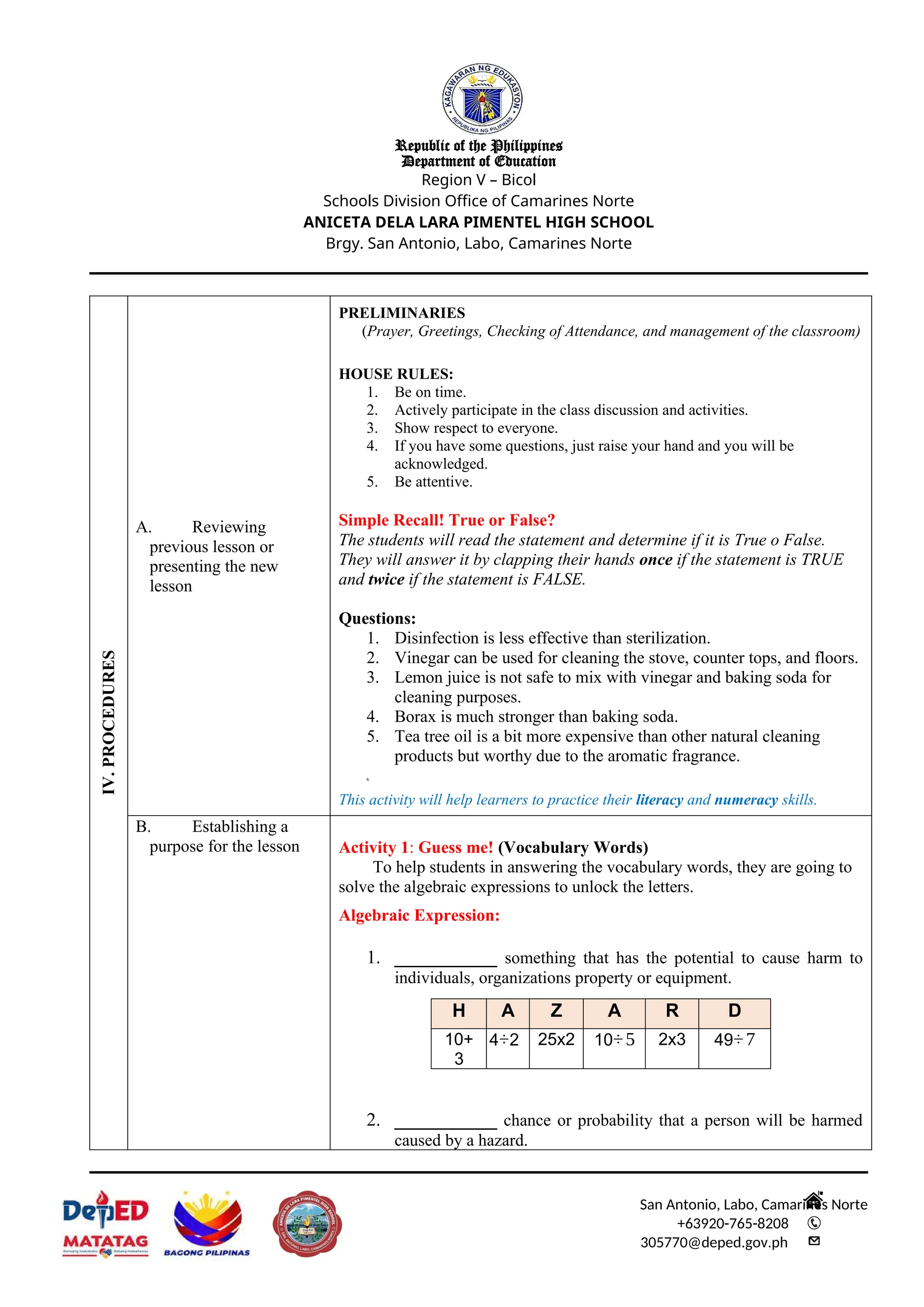 COT 3 - BPP Exploratory for Grade 7 and Grade 8 | DOCX