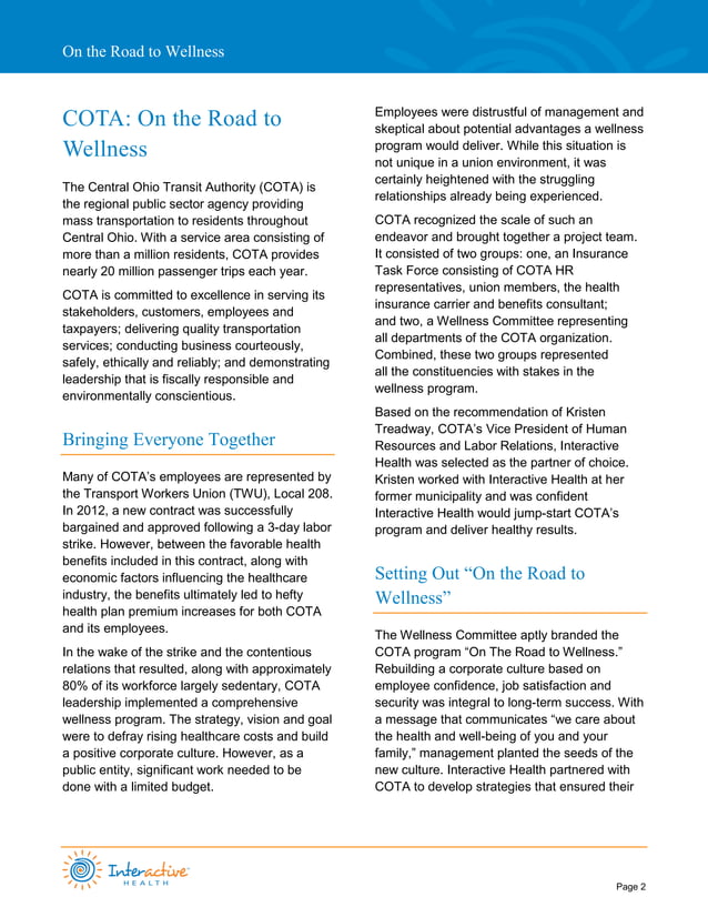 COTA: On the Road to Wellness | PDF