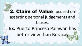 Types of Claims: Facts, Value, and Policy | PPTX