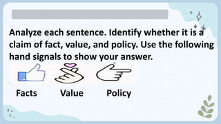 Types of Claims: Facts, Value, and Policy | PPTX