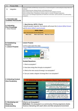 EXAMPLE OF SEMI-DETAILED LESSON PLAN IN SCIENCE 7 | DOCX