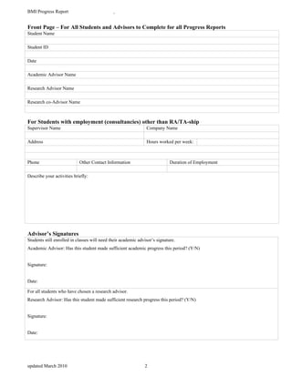 Coterminal MS student progress report forms here | DOC