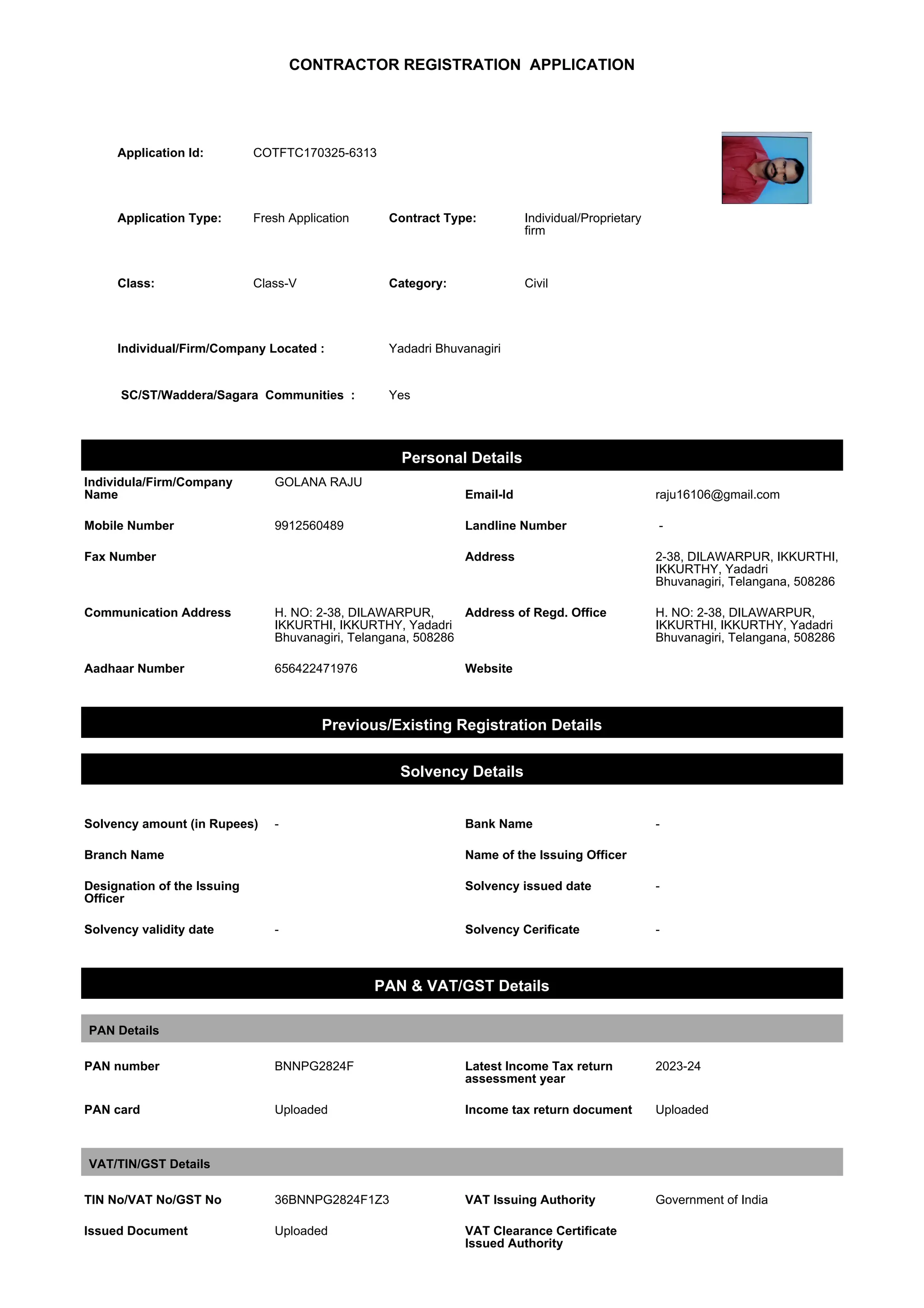 Registration Certificate for Civil Contrac | PDF