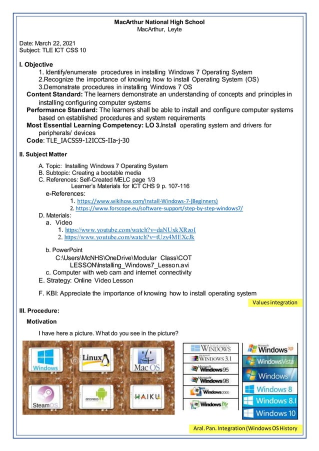 TLE ICT CSS 10 Cot lesson plan1 | DOCX