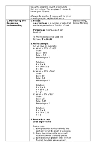Lesson Plan in Finding Percentage - Grade 5 | DOCX