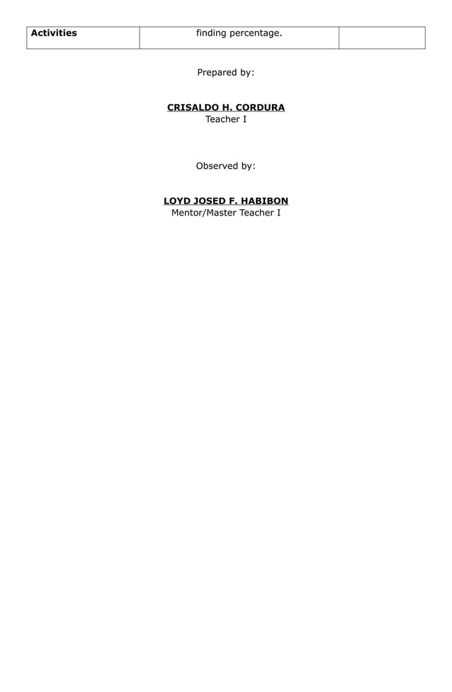 Lesson Plan in Finding Percentage - Grade 5 | DOCX