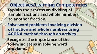 Dividing Fraction with problem solving worksheets | PPTX