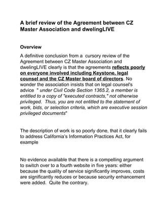 Censored Version of Review of Agreement between CZ Master Association ...
