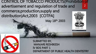 Control of tobacco products act | PPT