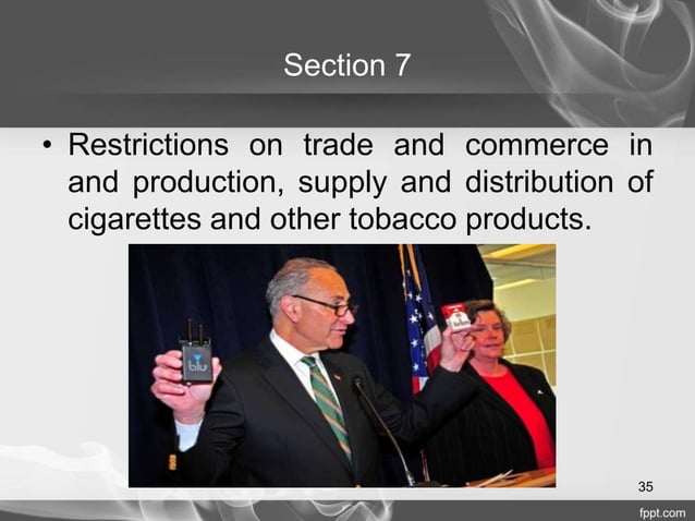 CIGARETTE AND OTHER TOBACCO PRODUCTS ACT, (COTPA) | PPTX | Illegal ...