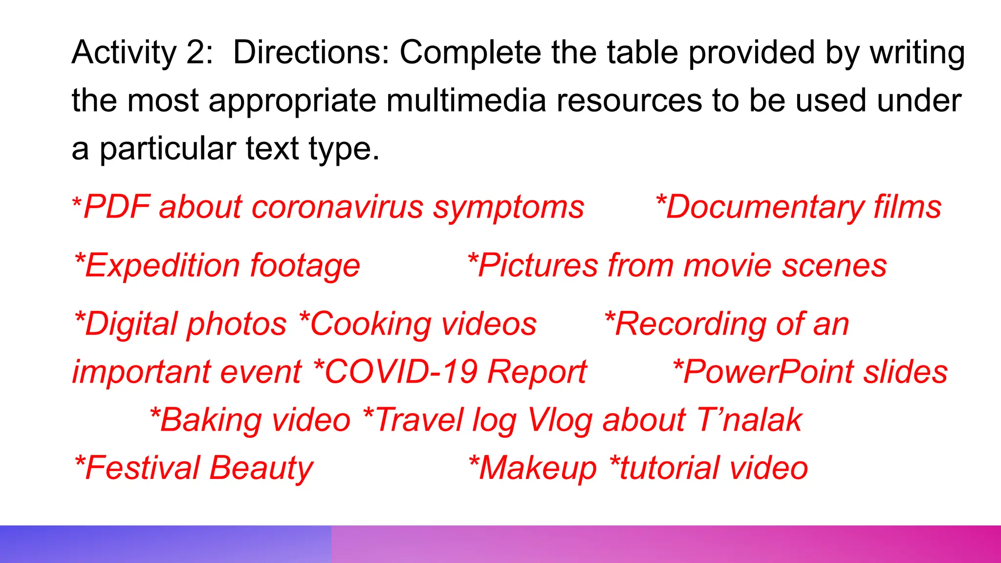 COT PowerPoint slides for students as visual aid | PPTX