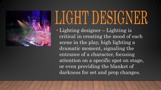 Arts Education: Roles in a stage production | PPTX | Theater | Fine Art