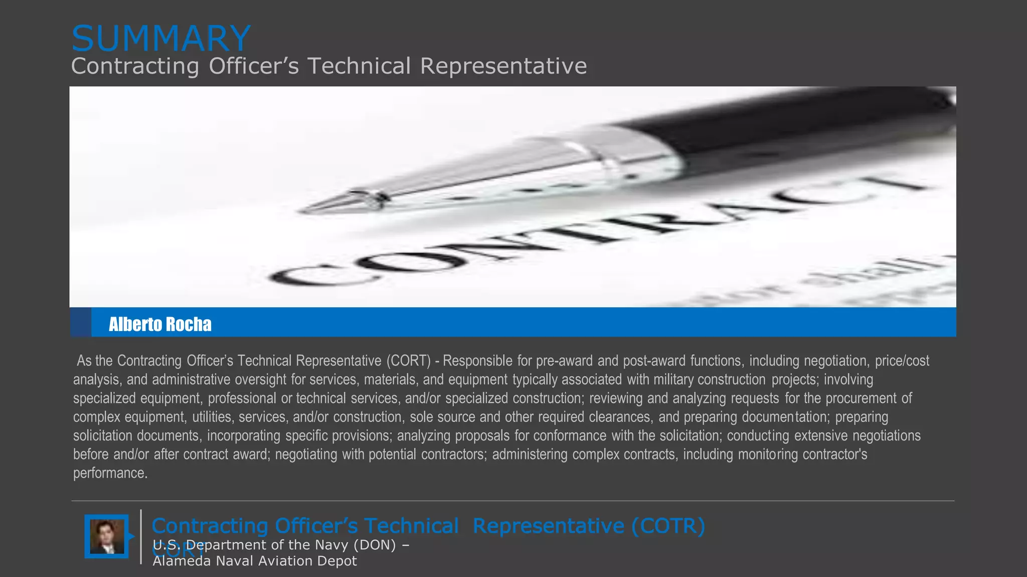 U.S. Department of the Navy - Contracting Officer's Technical ...