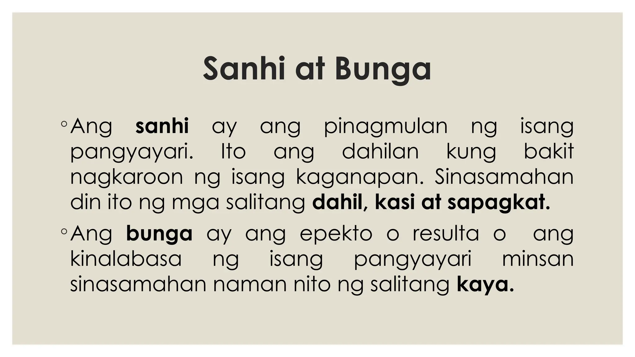 pagpapakita ng SAnhi at bunga sanhi at bunga | PPTX