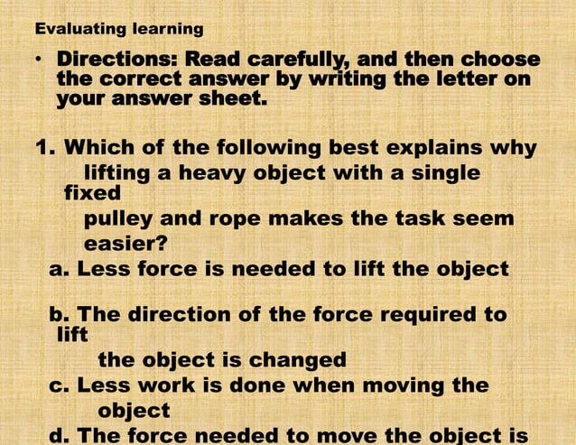 COT Science 6 Q3 DLP-simple machine.pptx | Physics | Science